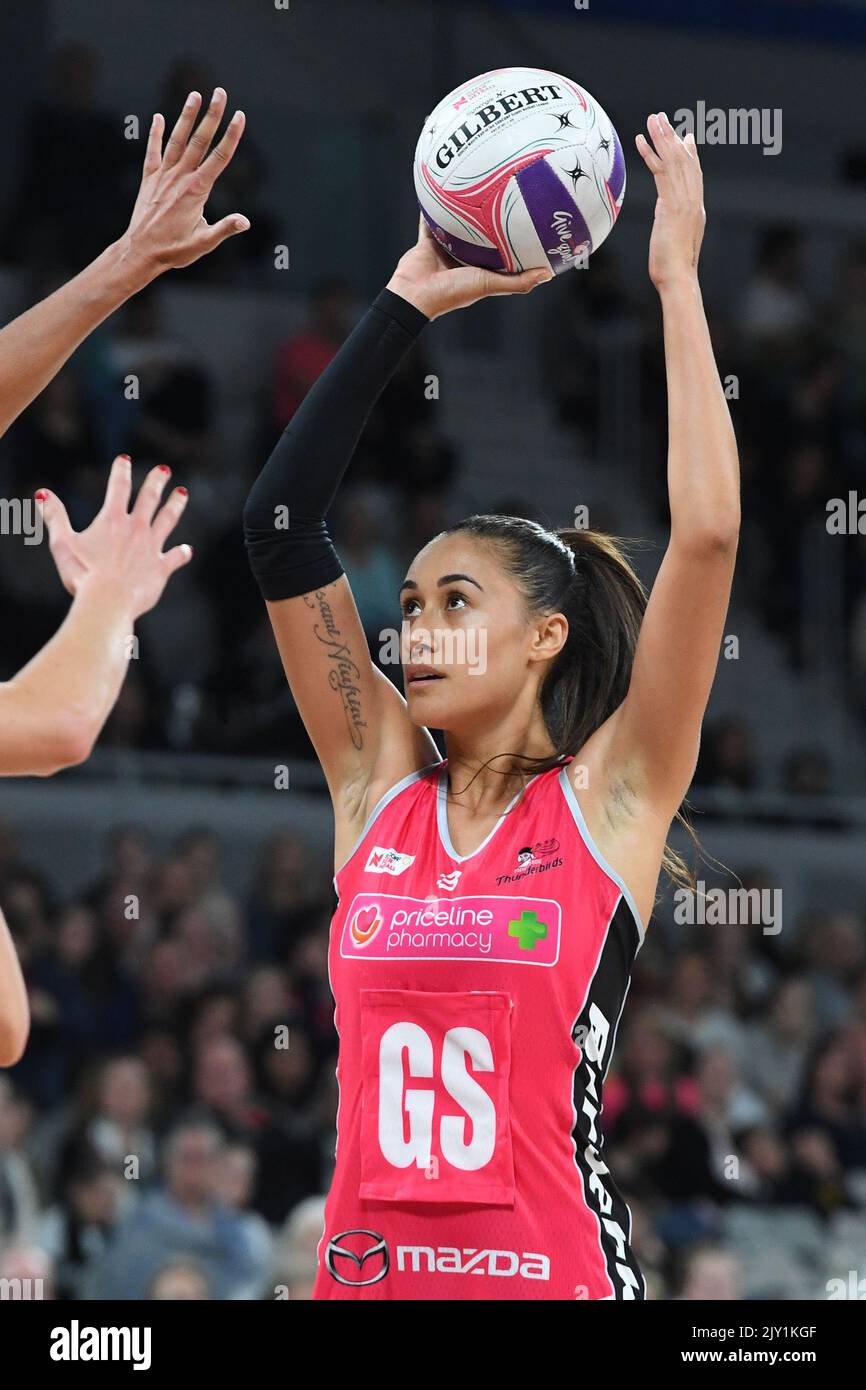 Maria Folau of the Thunderbirds during the Round 4 Super Netball match ...