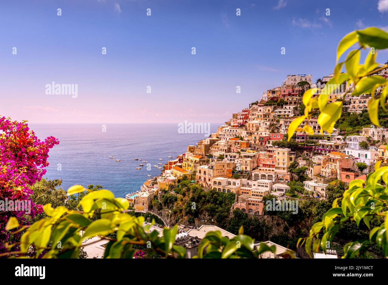 Positano, Italy - July 17, 2021: View of Positano village along Amalfi ...