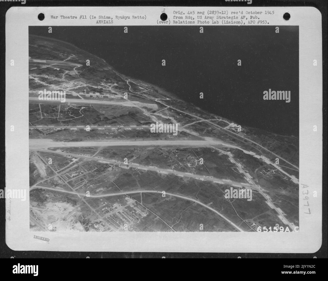Aerial View Of Ie Shima, Ryukyu Retto, 5 July 1945 Stock Photo - Alamy