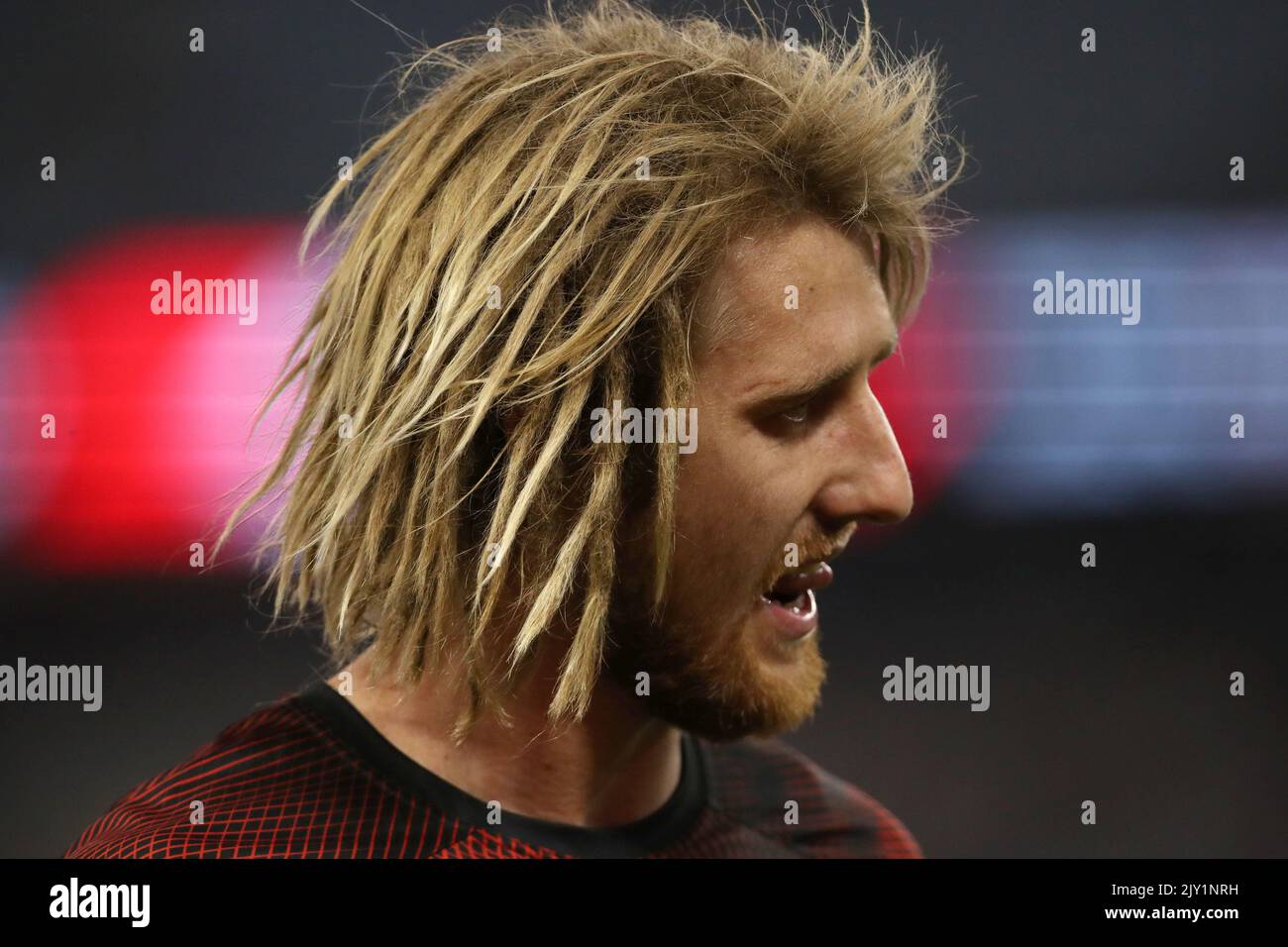 Dyson Heppell of the Bombers warms up ahead of the Round 9 AFL match ...