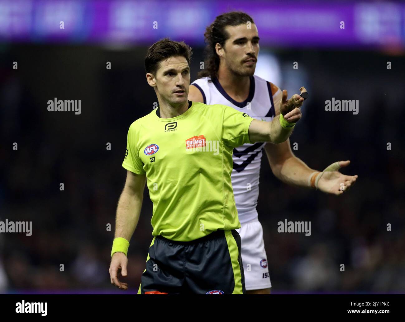 Umpire Matt Stevic is seen during the Round 9 AFL match between the ...