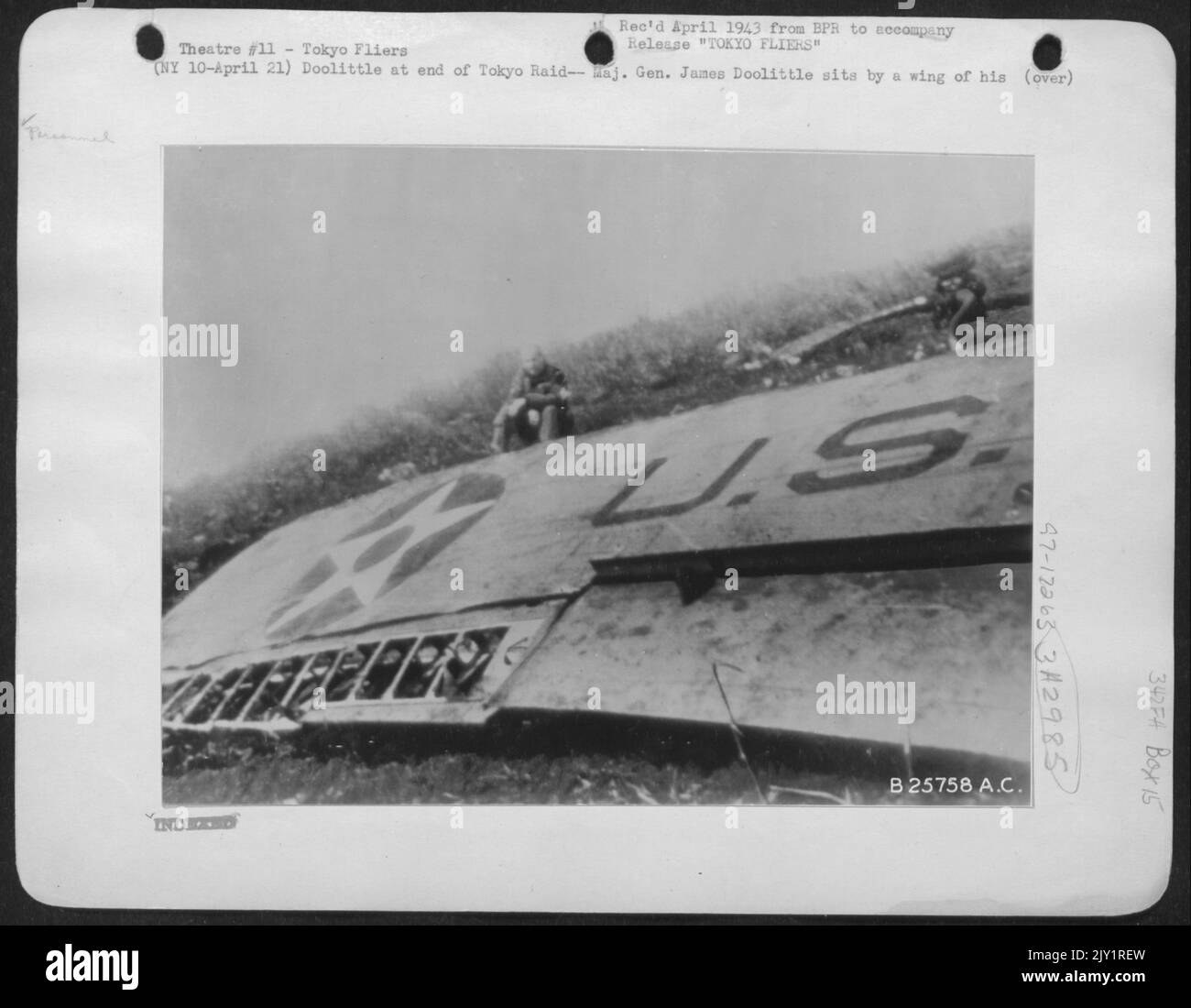 Doolittle at end of Tokyo Raid--Maj. Gen. James Doolittle sits by a ...