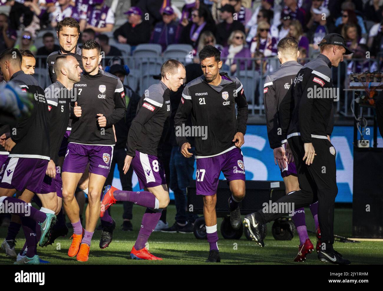 Glory during warm up before the A-League Final between Perth Glory and ...