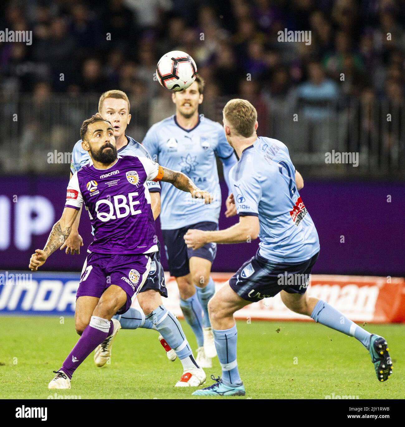 Diego Castro of the Glory and Aaron Calver of Sydney during the A ...