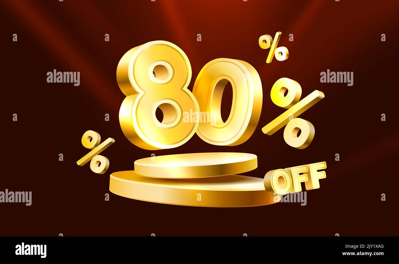 80 Off. Discount creative composition. 3d sale symbol with decorative ...
