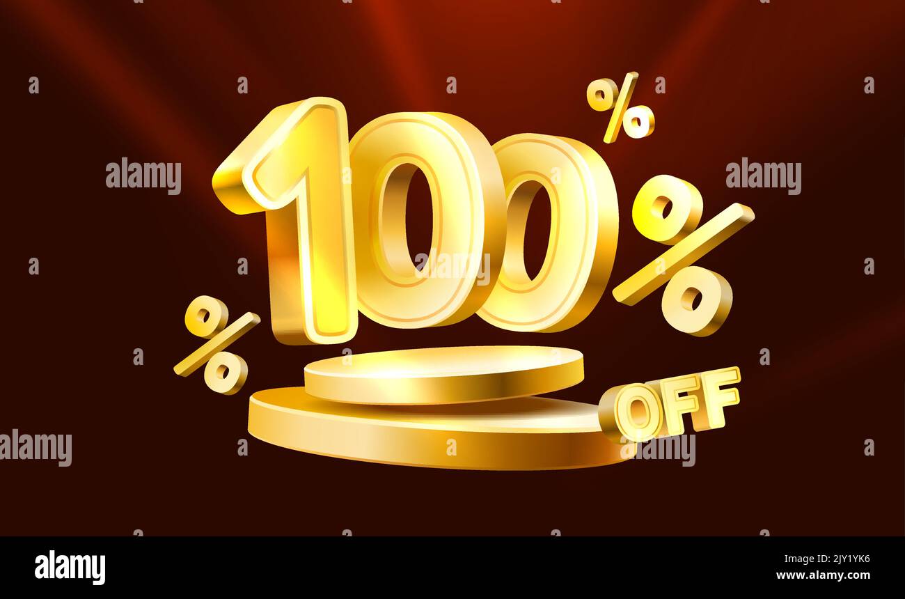 100 Off. Discount creative composition. 3d sale symbol with decorative ...