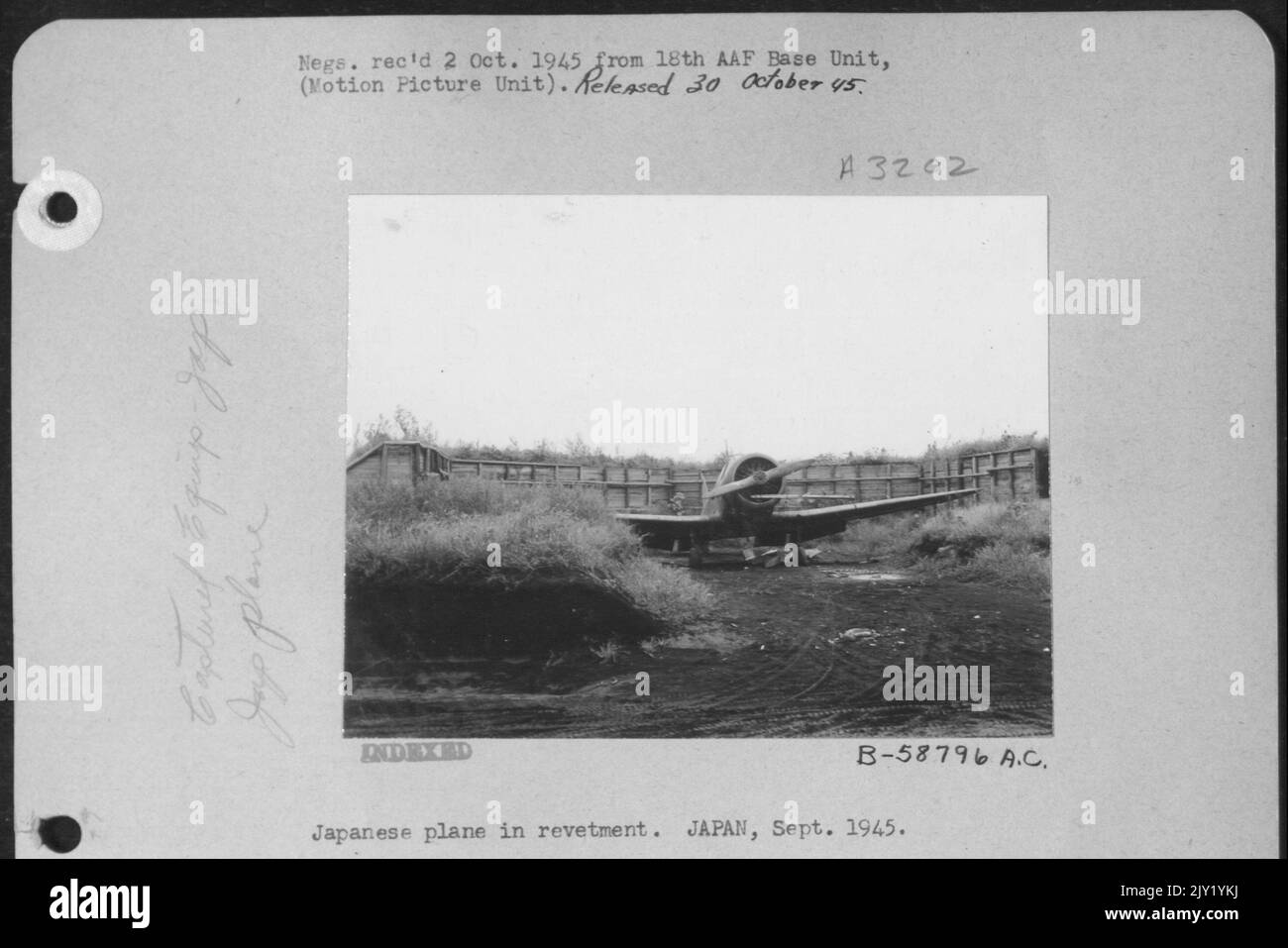 Japaneseanese Plane In Revetment. Japanesean, Sept. 1945 Stock Photo ...