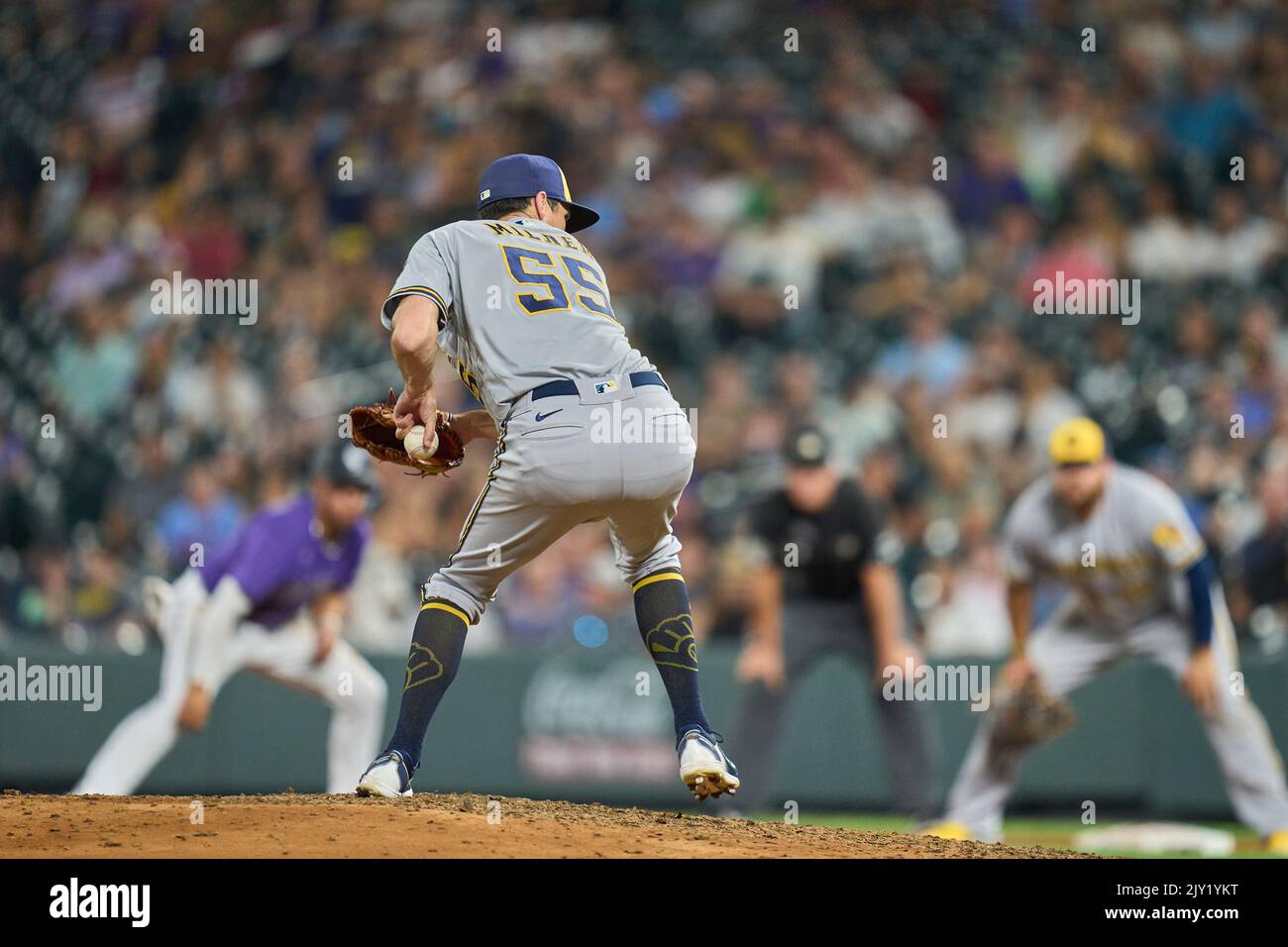 Denver CO, USA. 6th Sep, 2022. Colorado pitcher Hoby Milner (55) throws ...