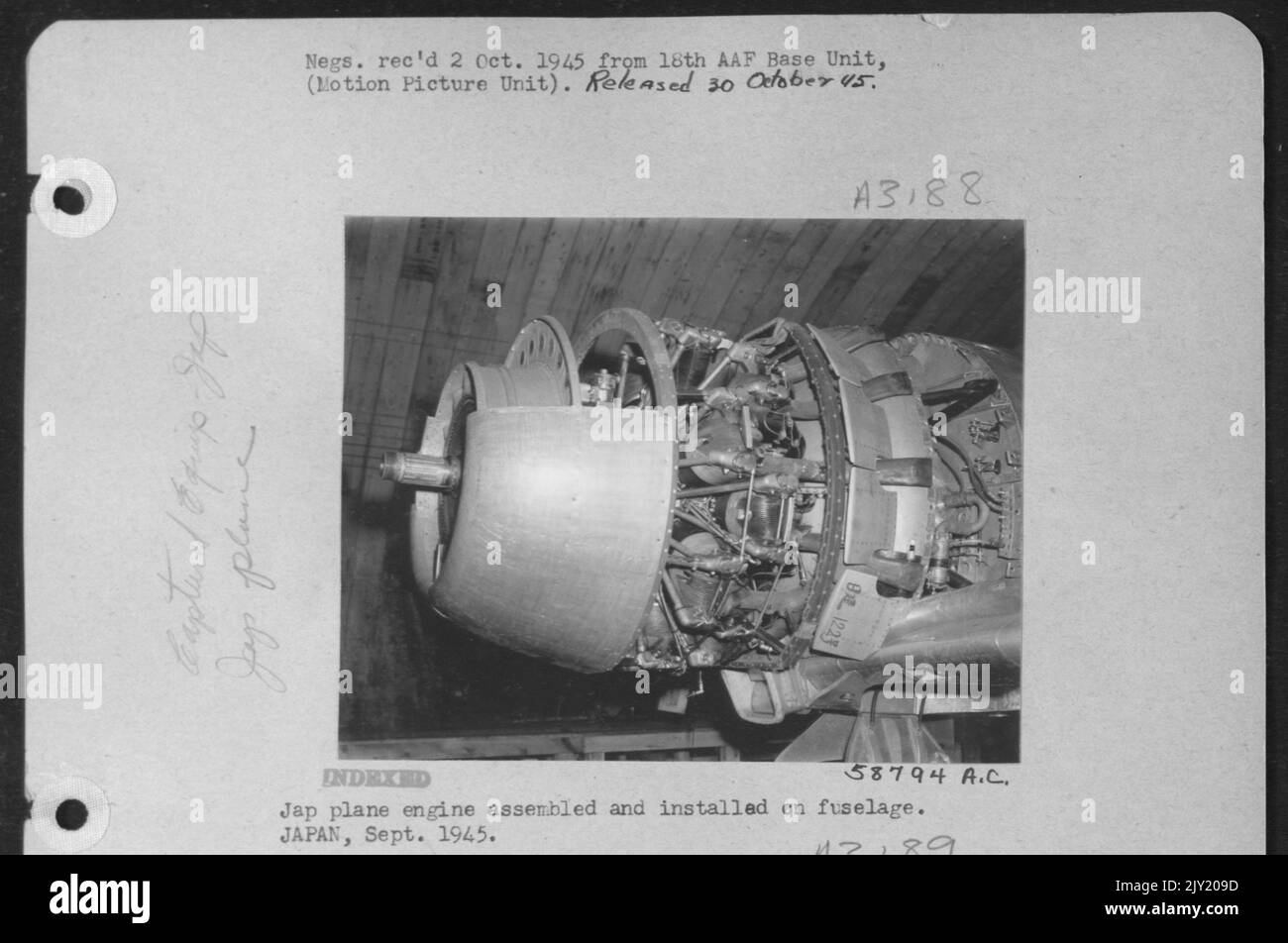 Japanese Plane Engine Assembled And Installed On Fuselage. Japanesean ...