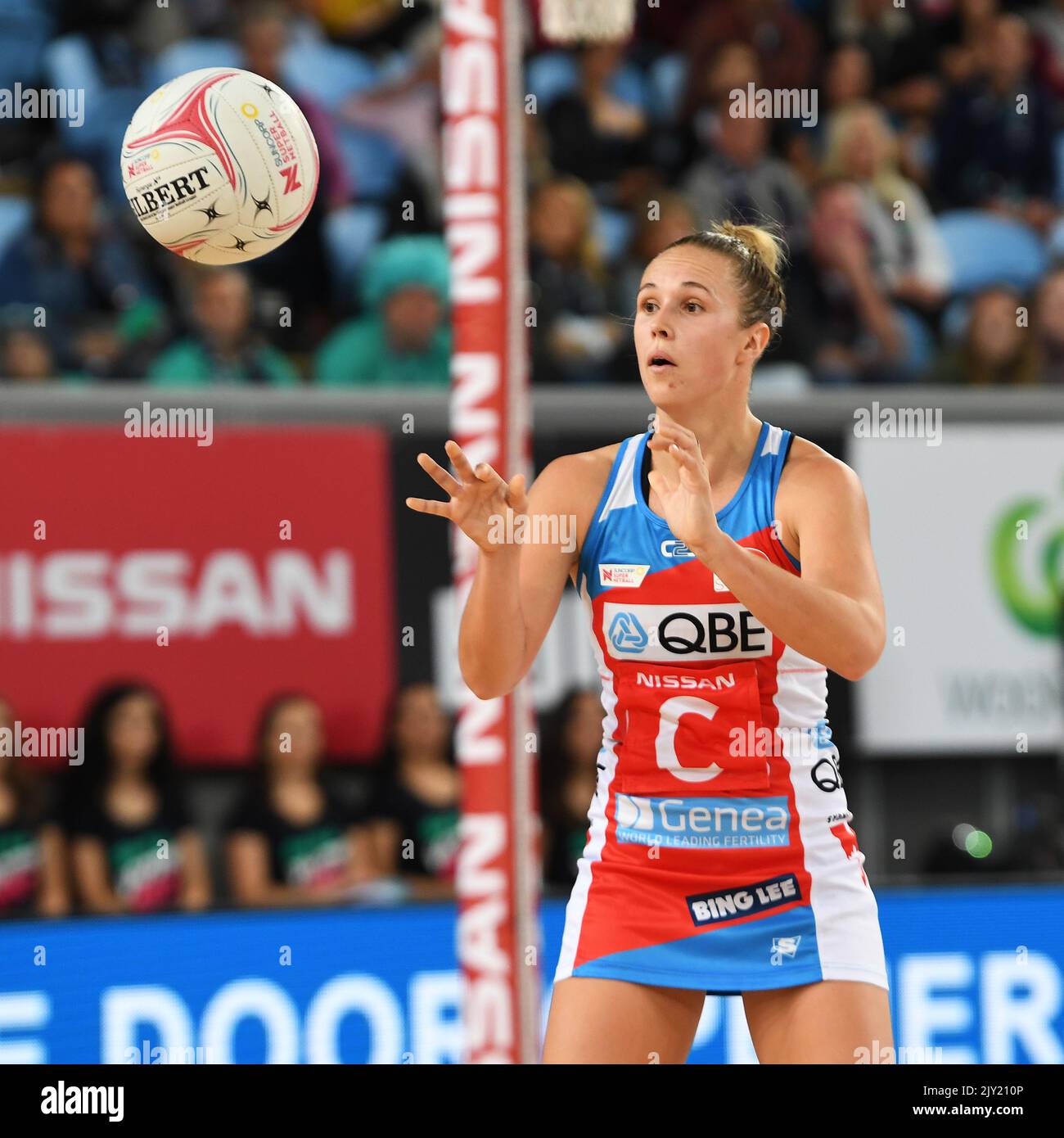 Maddy Proud of the Swifts in action during the Round 5 Super Netball ...