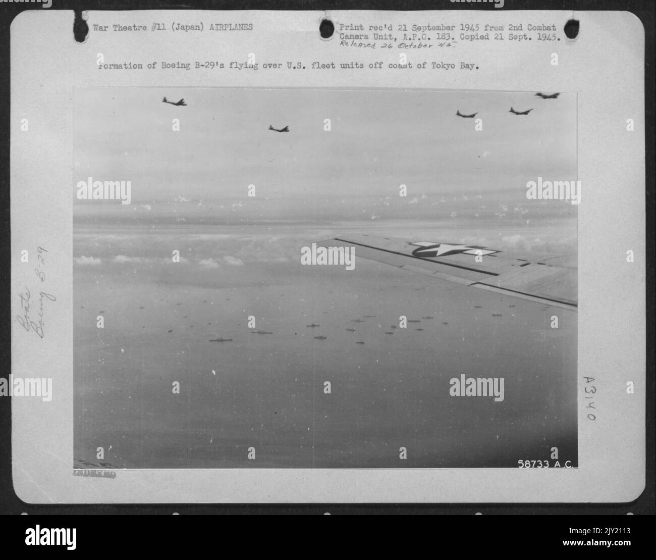 Formation Of Boeing B-29's Flying Over U.S. Fleet Units Off Coast Of ...