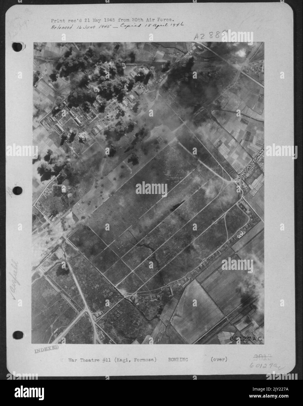 Bombs From Boeing B-29 Superfortresses Fall On The Kagi Airdrome And ...