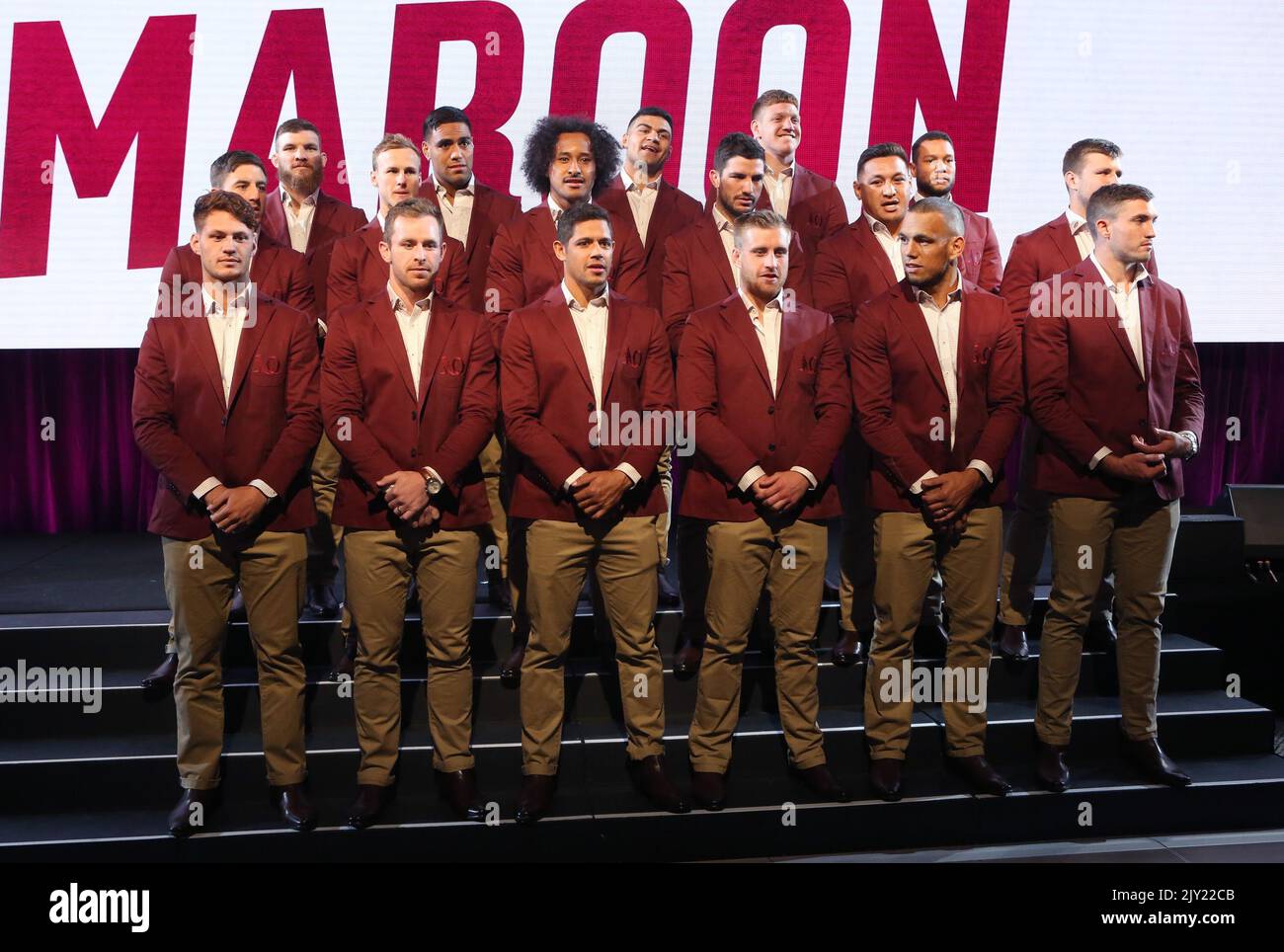 The Maroon team is announced during the State of Origin series launch ...