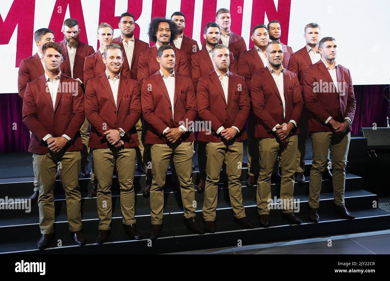 The Maroon team is announced during the State of Origin series launch ...