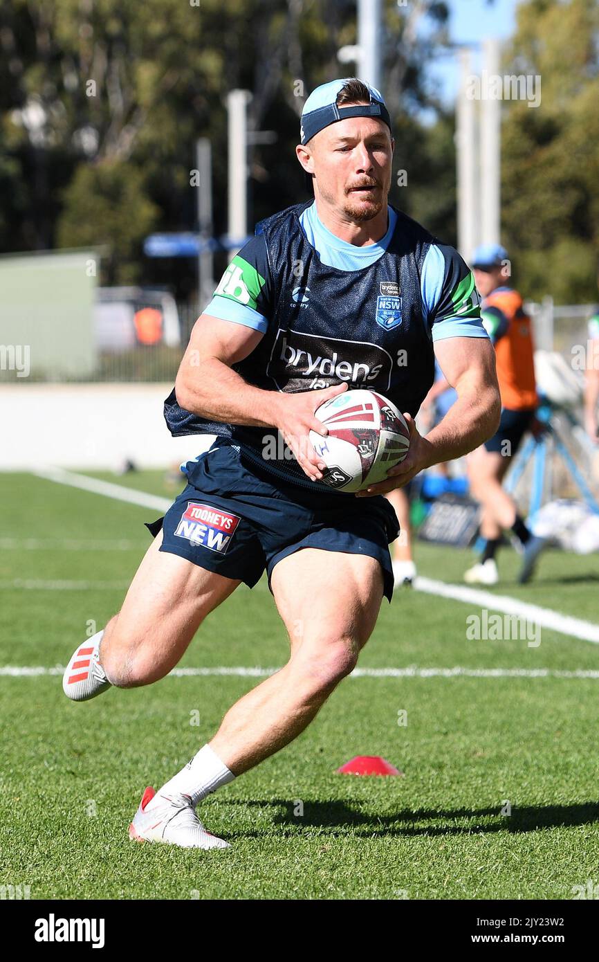NSW Blues player Damien Cook takes part in a team training session at ...