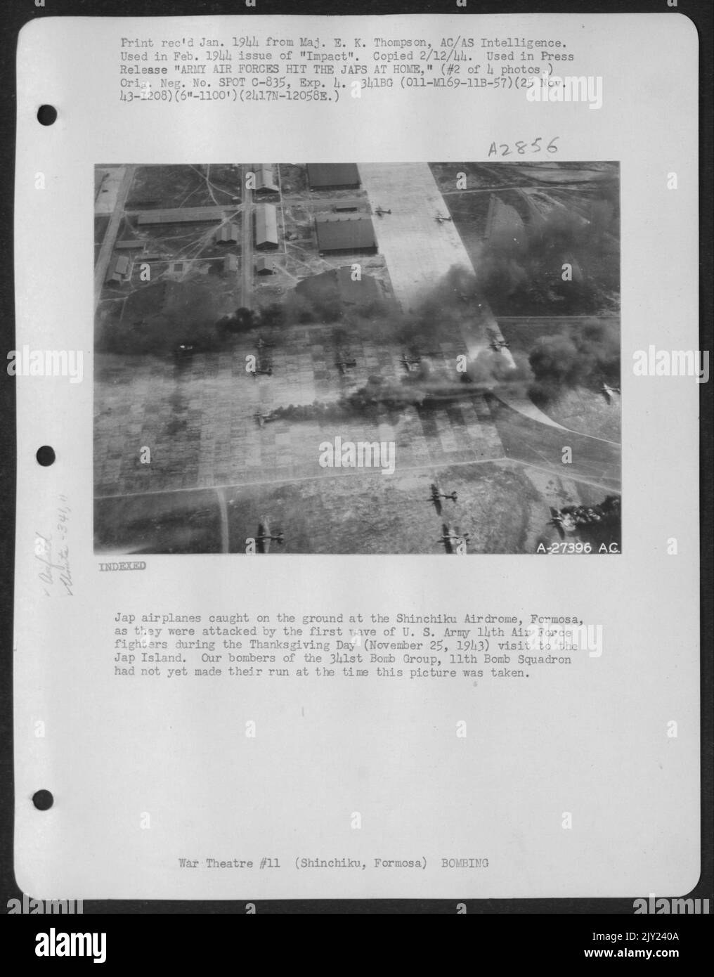 Japanese airplanes caught on the ground at the Shinchiku Airdrome ...