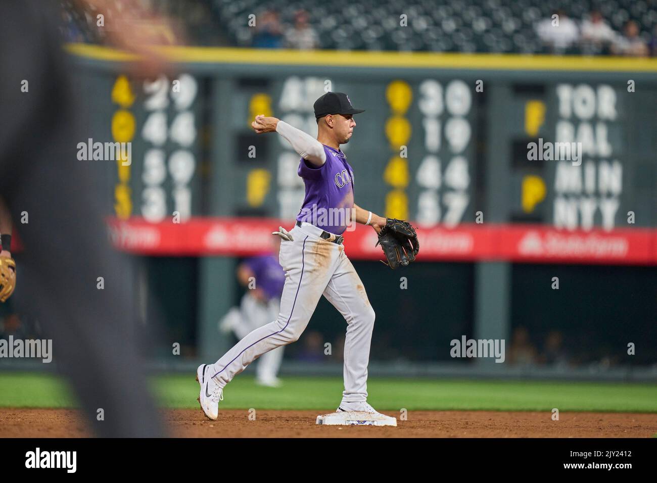 Denver CO, USA. 6th Sep, 2022. Colorado shortstop Alan Trejo (13) makes ...