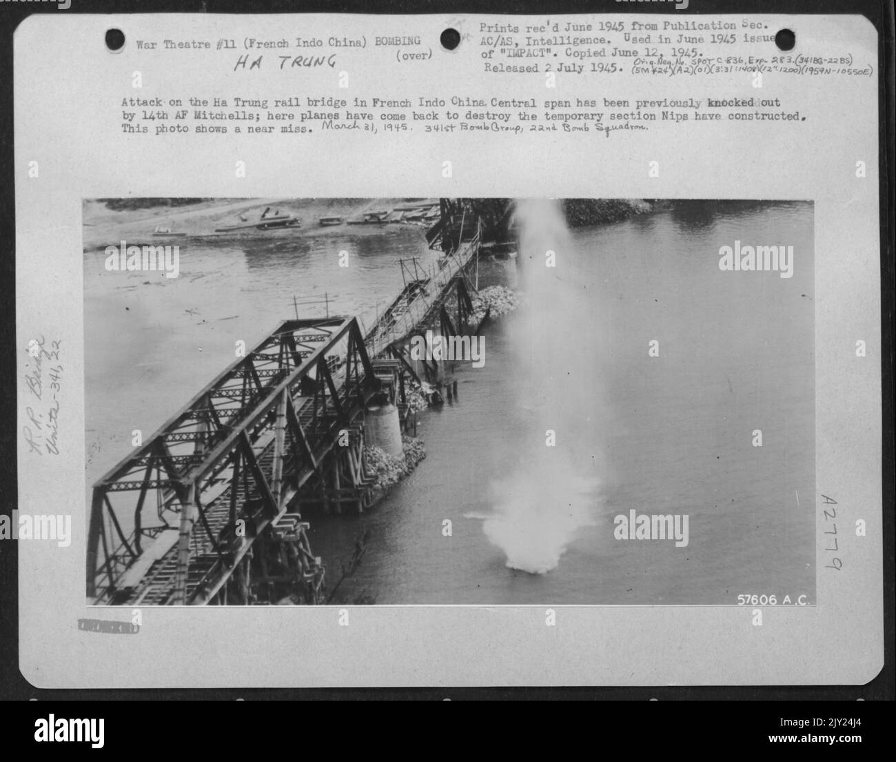 Attack On The Ha Trung Rail Bridge In French Indo China. Central Span ...