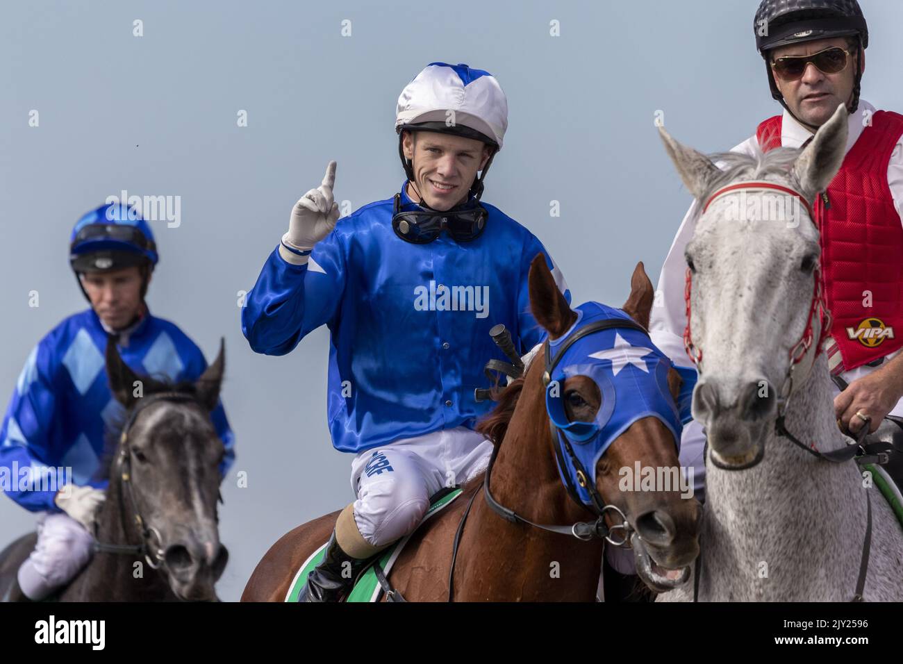 Corey Bayliss reacts after riding Meet Mr Taylor to win race 3, the TAB ...