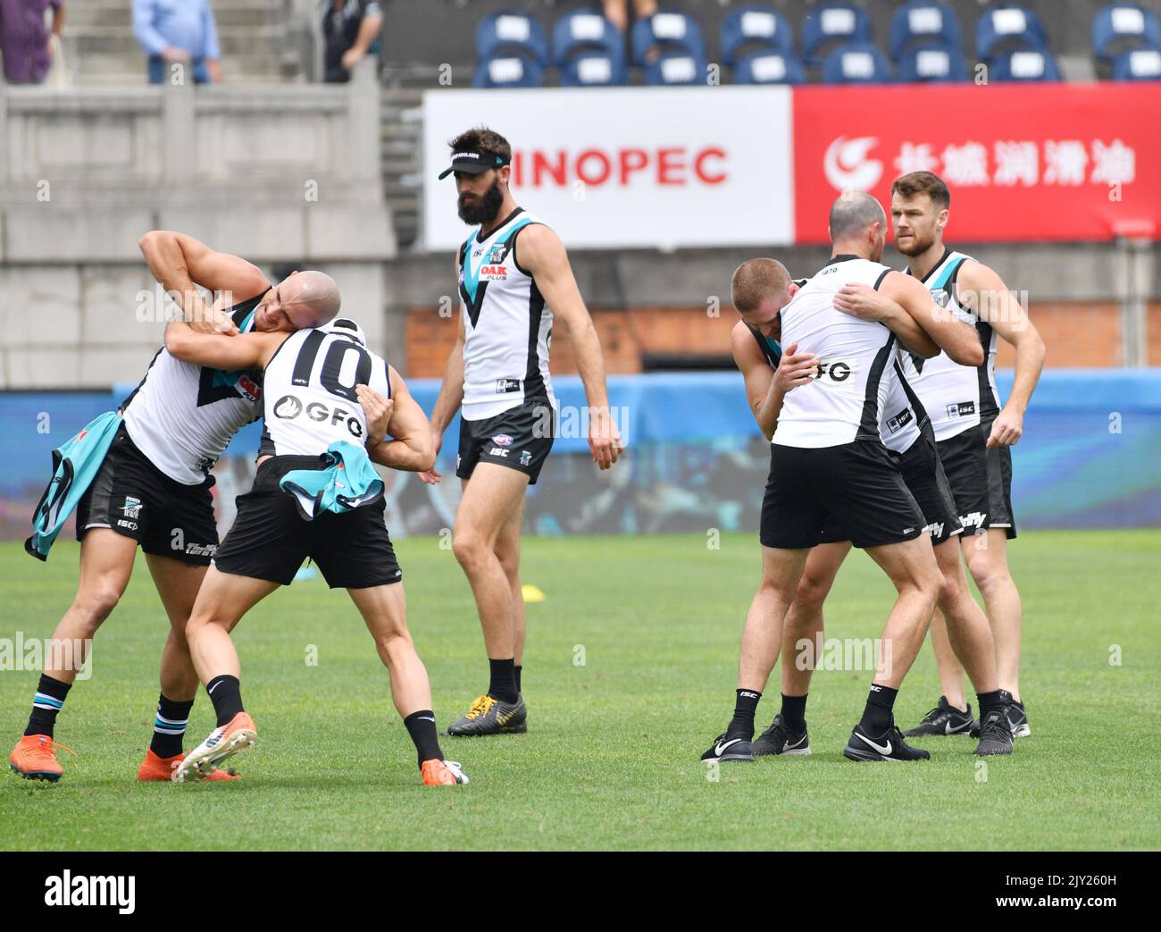 Power players are seen during a training session at the Adelaide Arena ...