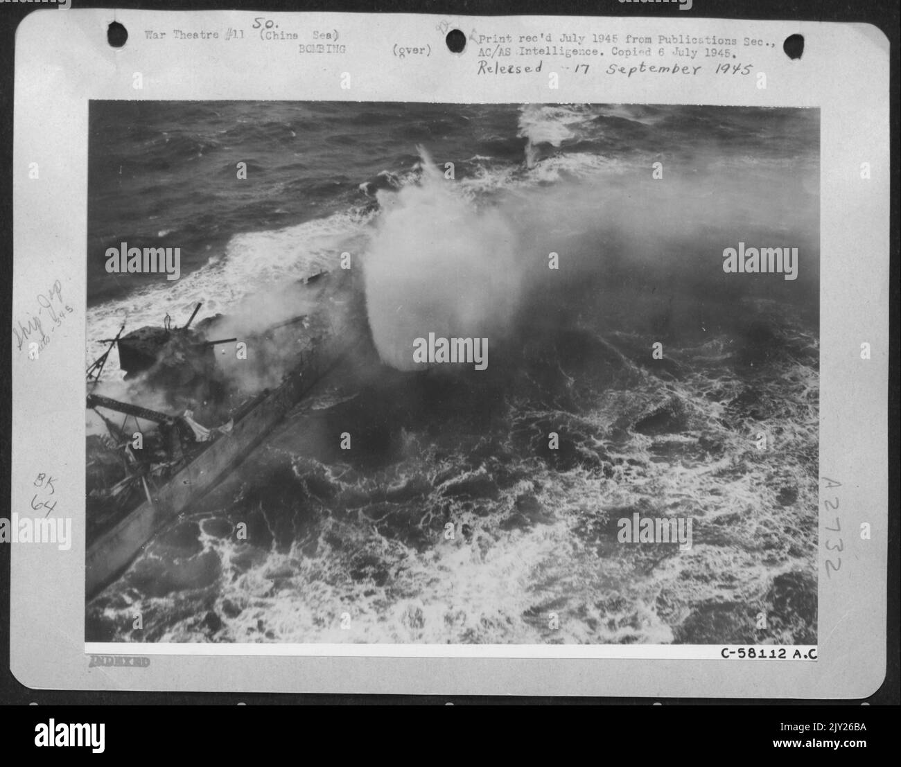 A Near Miss Shakes Japaneseanese Takanni Class Destroyer Whose Deck Is ...