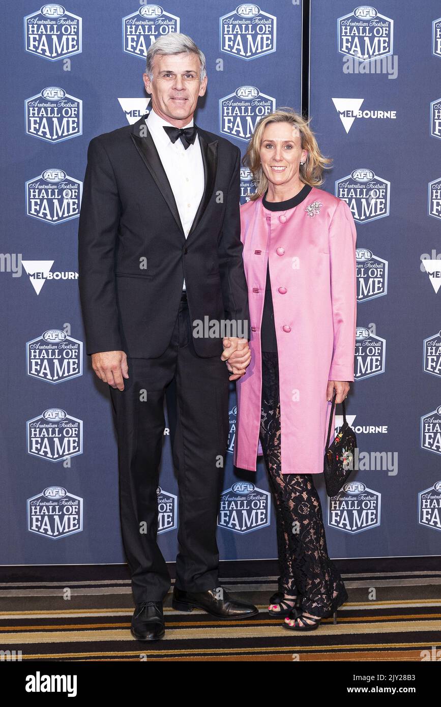 Chris Langford and wife Eleanor arrive for the 2019 Australian Football ...