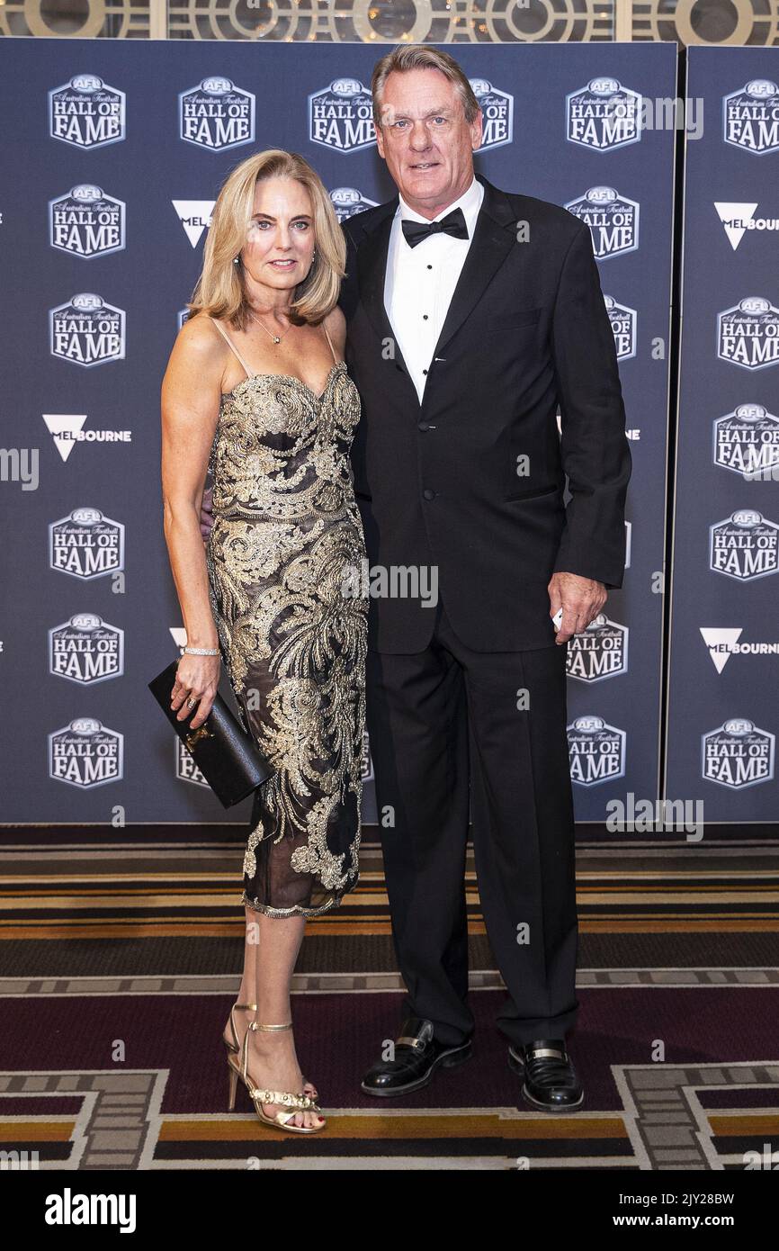 Peter Moore and Leisa Moore arrive for the 2019 Australian Football ...