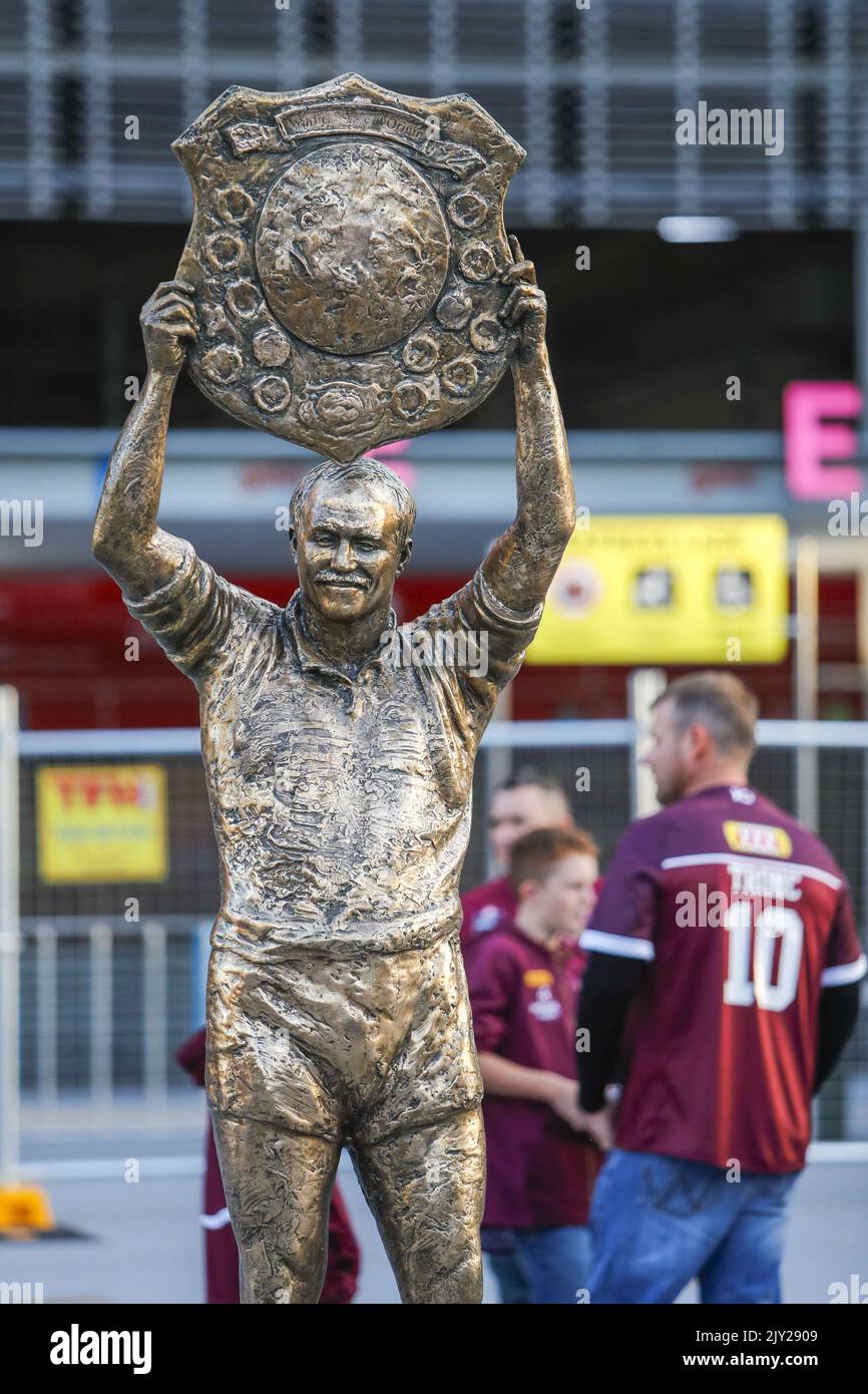 The Wally Lewis statue is seen outside Suncorp Stadium before Game 1 of ...