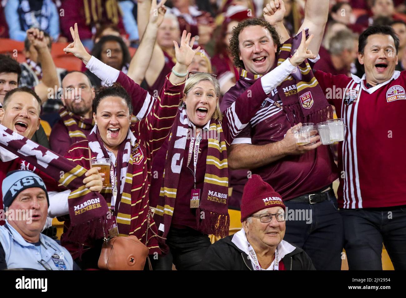 QLD Maroons fans are seen inside Suncorp Stadium before Game 1 of the ...