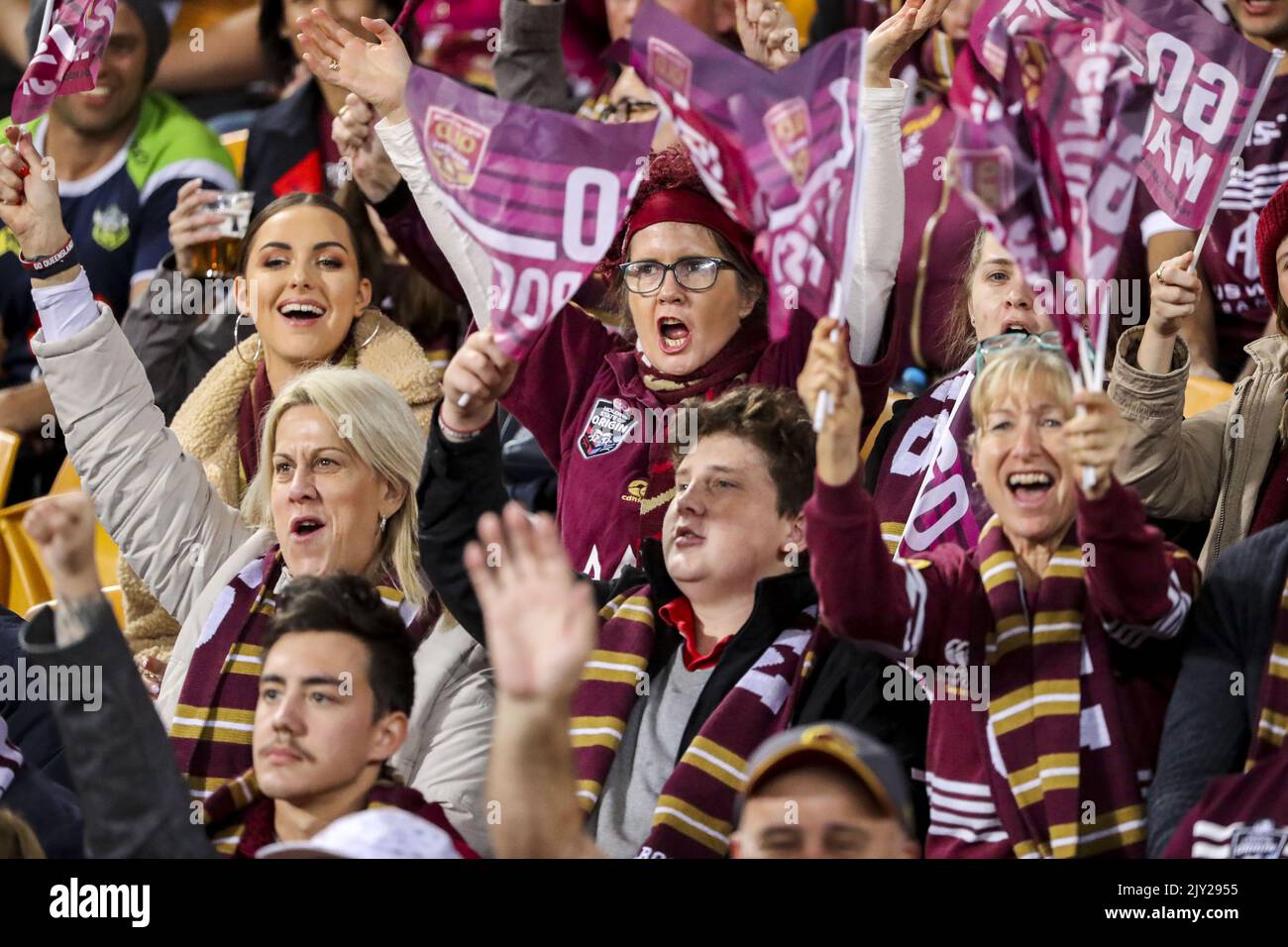 QLD Maroons fans are seen inside Suncorp Stadium before Game 1 of the ...