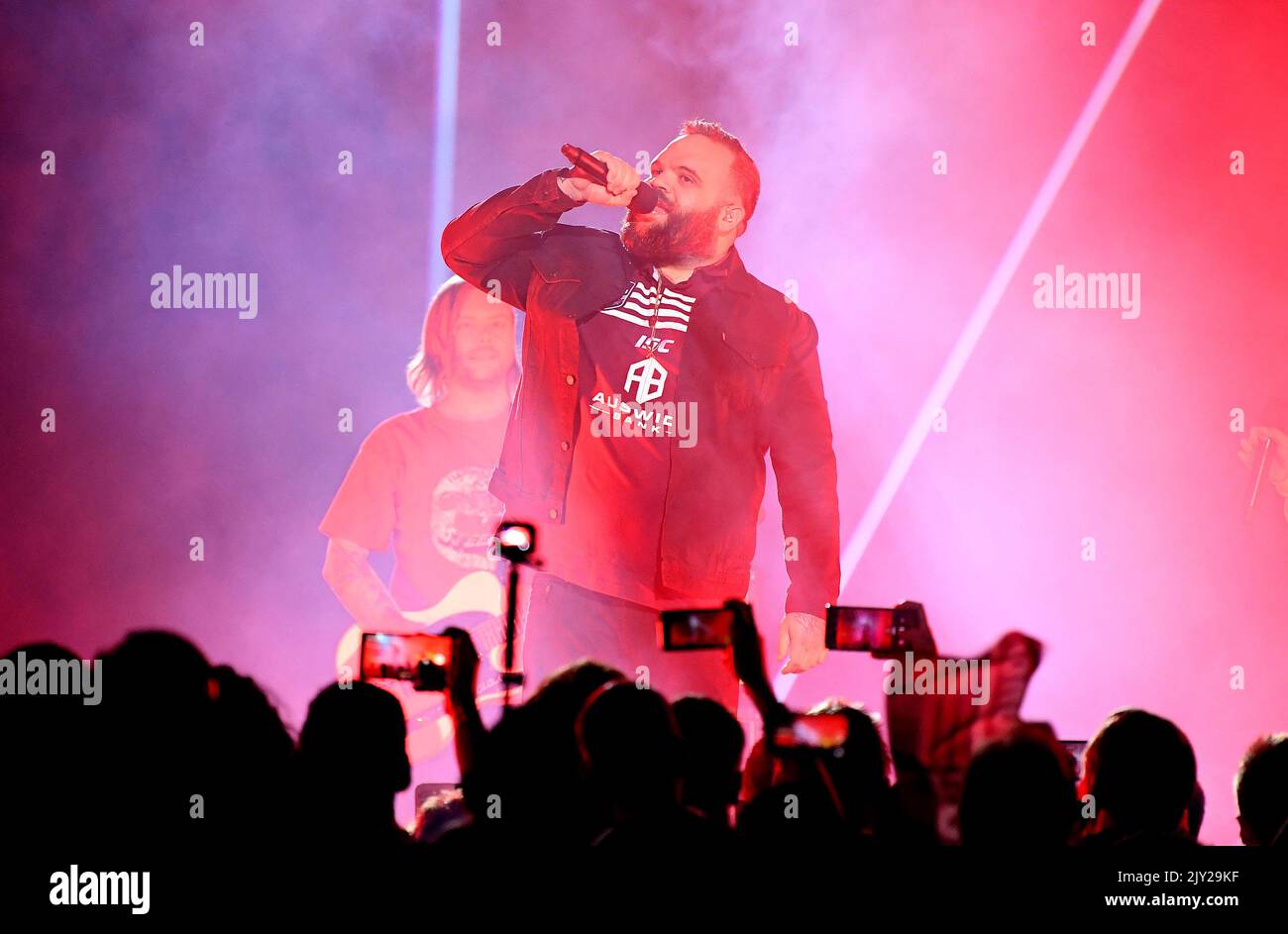 Rap artist Briggs performs prior to Game 1 of the 2019 State of Origin ...