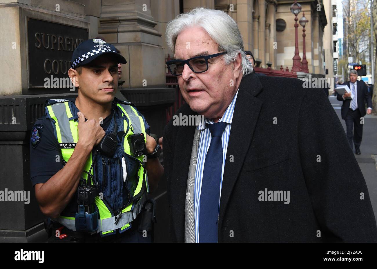 David Pell (right), the brother of Cardinal George Pell arrives at the ...
