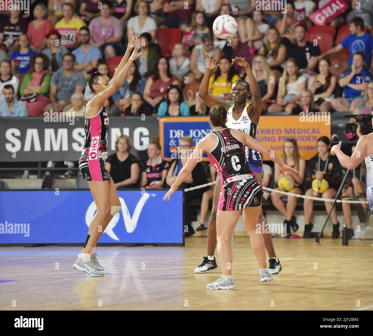 Peace Proscovia of the Lightning during the Round 7 Super Netball match ...