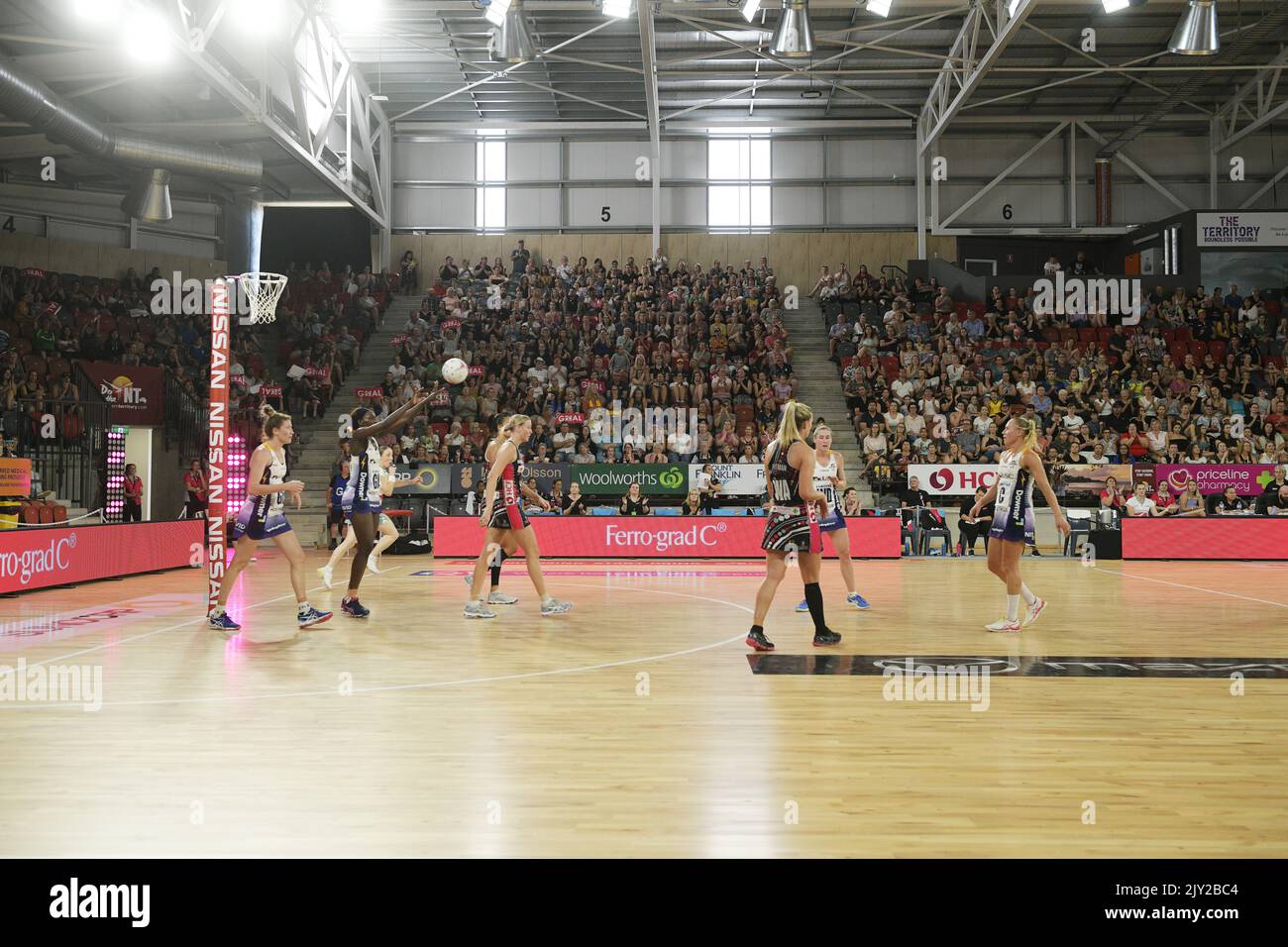 Phumza Maweni of the Lightning during the Round 7 Super Netball match ...