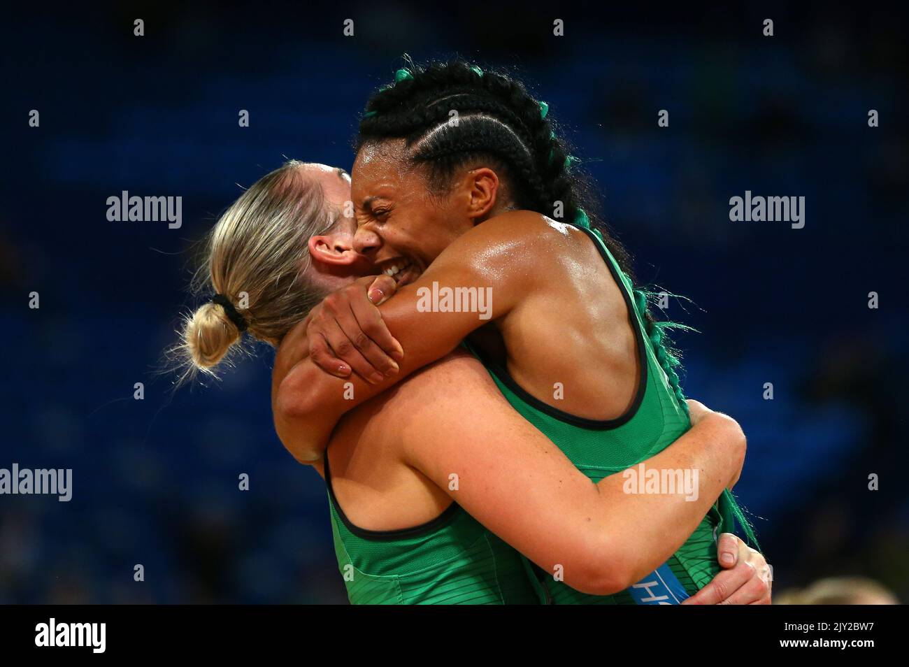 Courtney Bruce (left) of the Fever celebrates with Stacey Francis ...