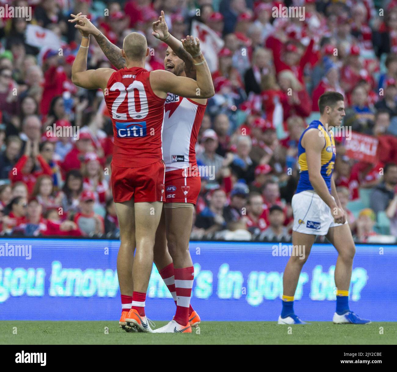 Sam Reid of the Swans kicks a goal during the Round 12 AFL match ...