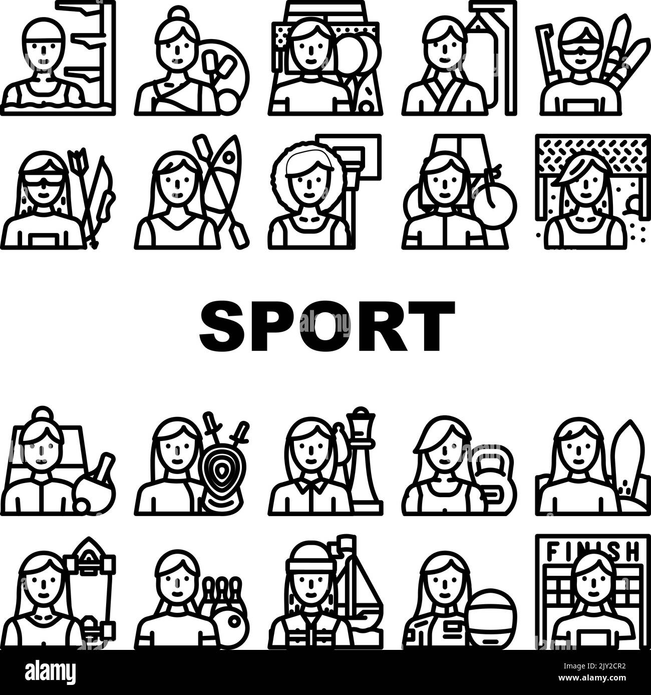 Female Sport Woman Exercise Icons Set Vector Stock Vector Image And Art