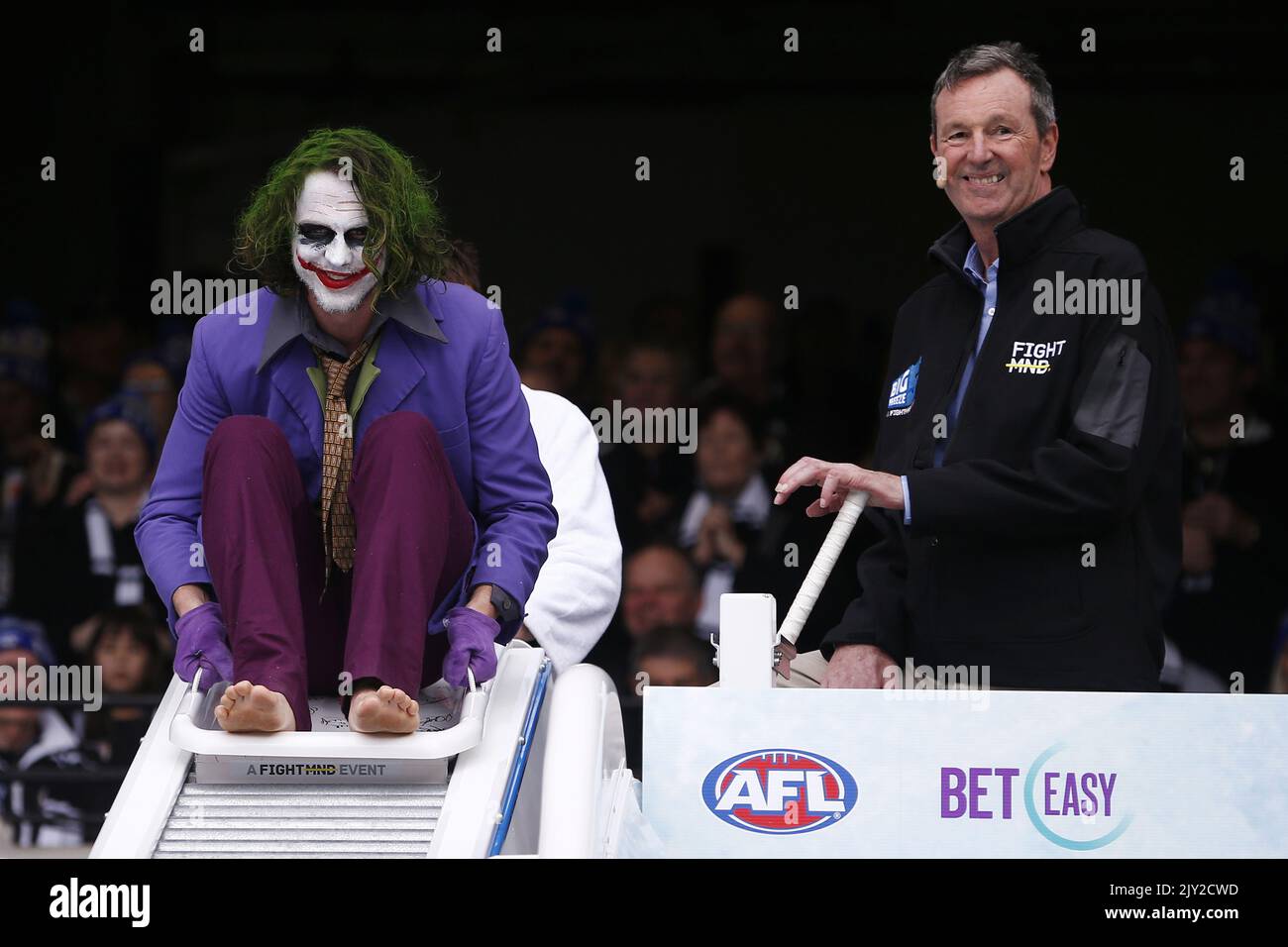 Liam Picken participates in Big Freeze 5 before the Round 12 AFL match ...