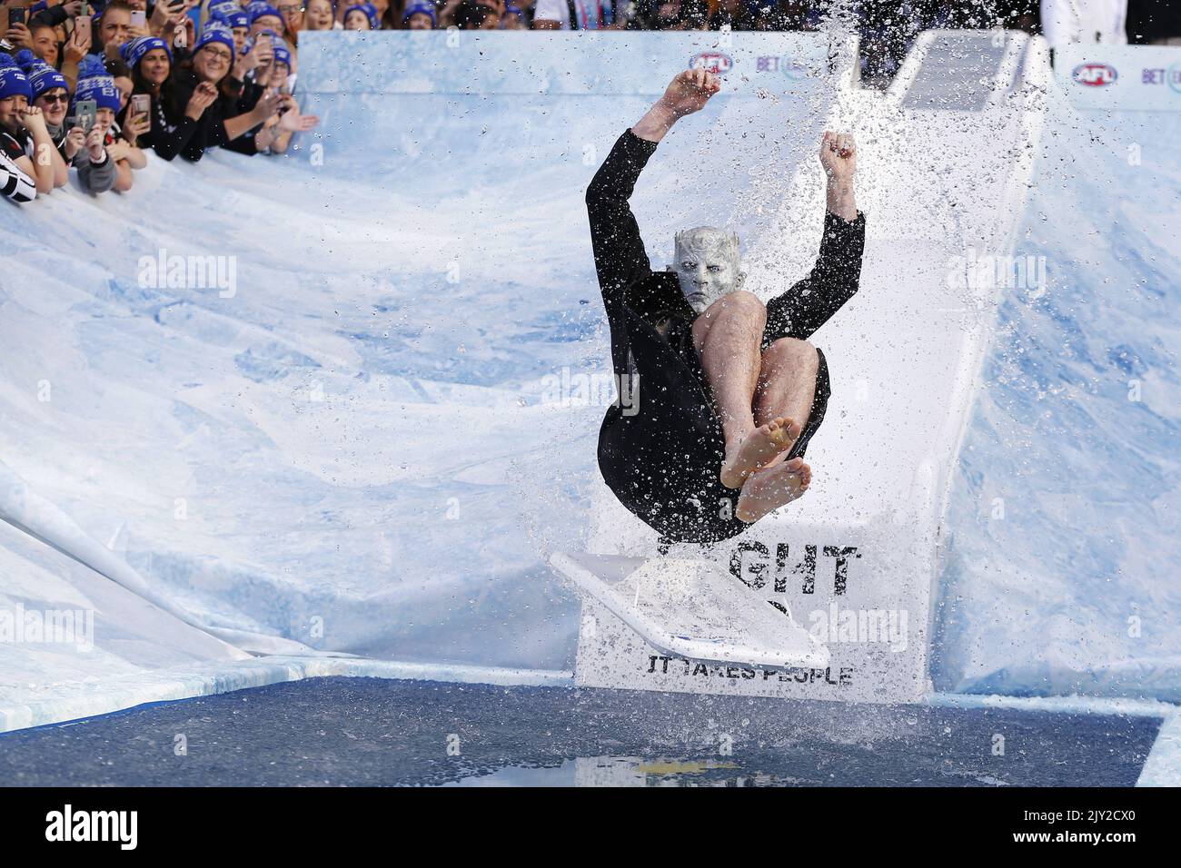 Bob Murphy participates in Big Freeze 5 before the Round 12 AFL match ...