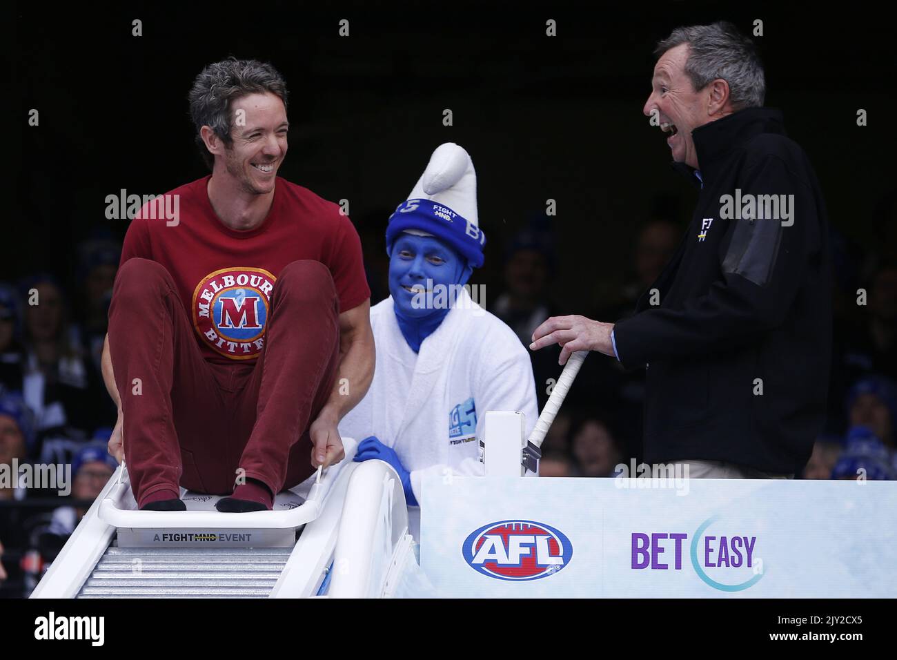 Bob Murphy participates in Big Freeze 5 before the Round 12 AFL match ...