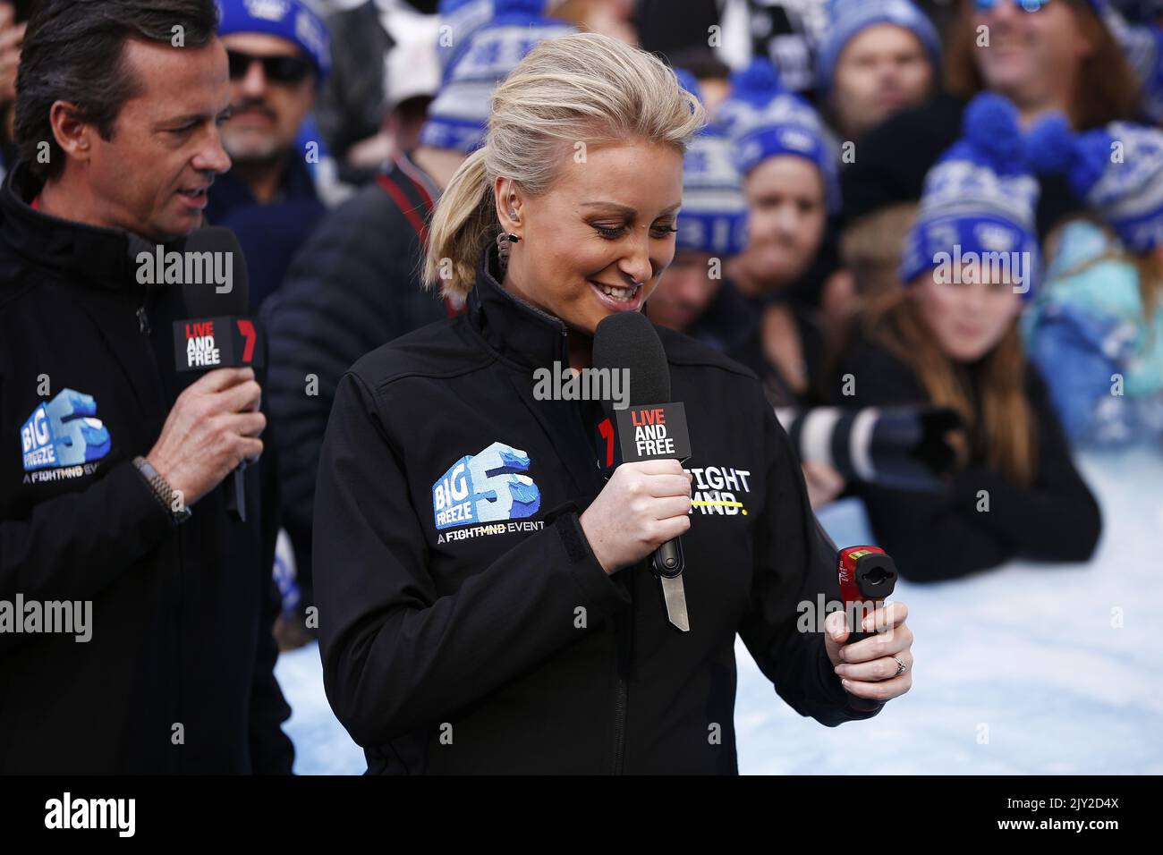 Channel 7 Weather presenter Jane Bunn checks the temperature of the ...