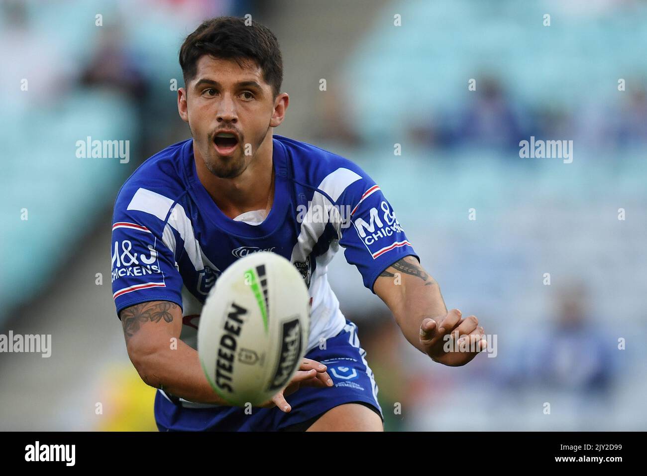 Jeremy Marshall-King of the Bulldogs during the Round 13 NRL match ...