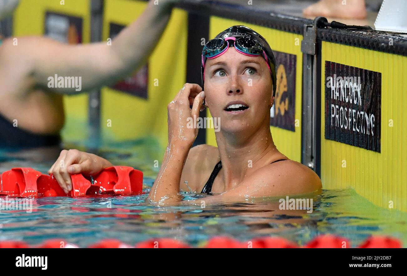 Australian swimmer Emma McKeon is seen after her heat of the Women's ...