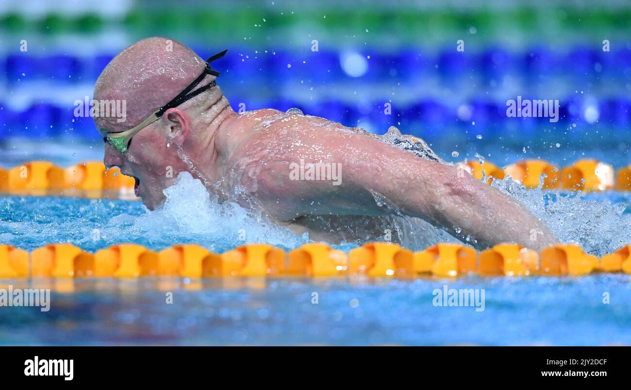 Australian swimmer David Morgan in action during the heats of the Men's ...