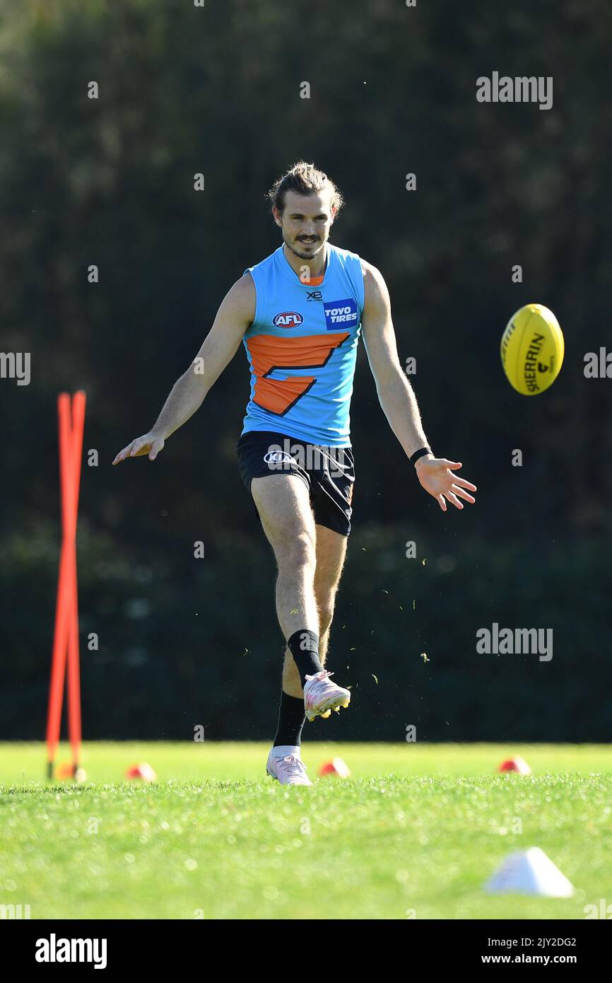 Phil Davis of the GWS Giants during a training session in Sydney ...