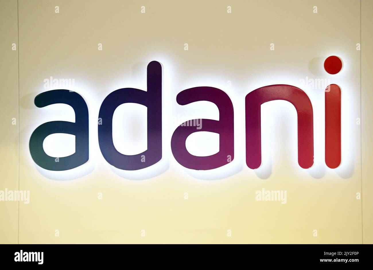 The Adani Mining logo is seen at the company's office in Brisbane ...