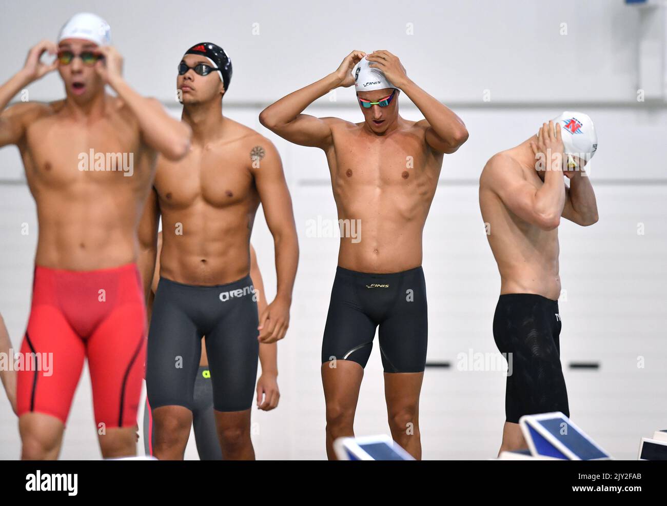 Australian swimmer Cameron McEvoy (2nd from right) is seen before the ...