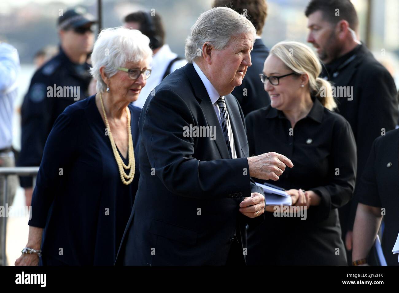 Former NSW premier Barrie Unsworth and wife Pauline (left) arrive at ...