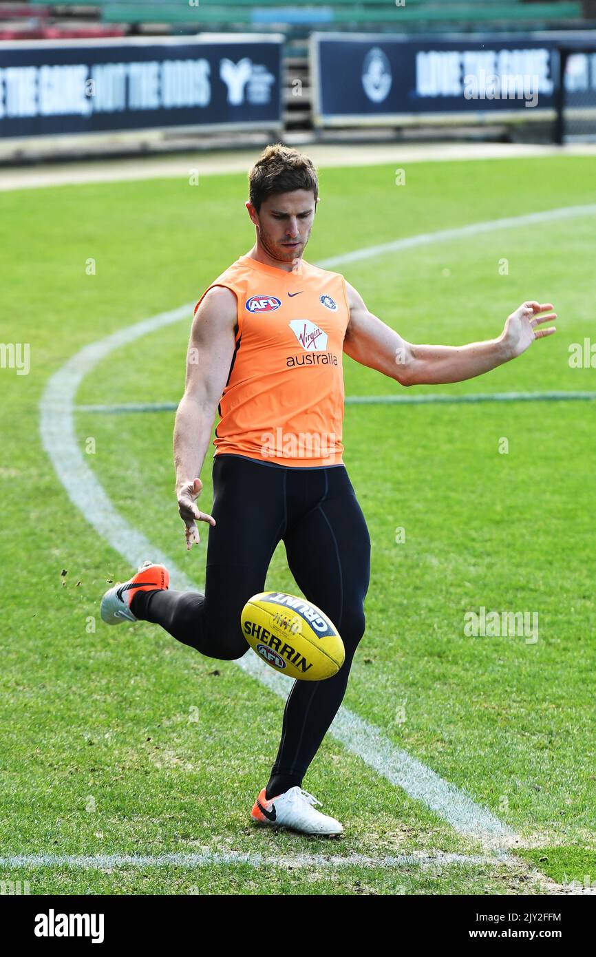Marc Murphy of the Carlton Blues is seen in action during the teams ...