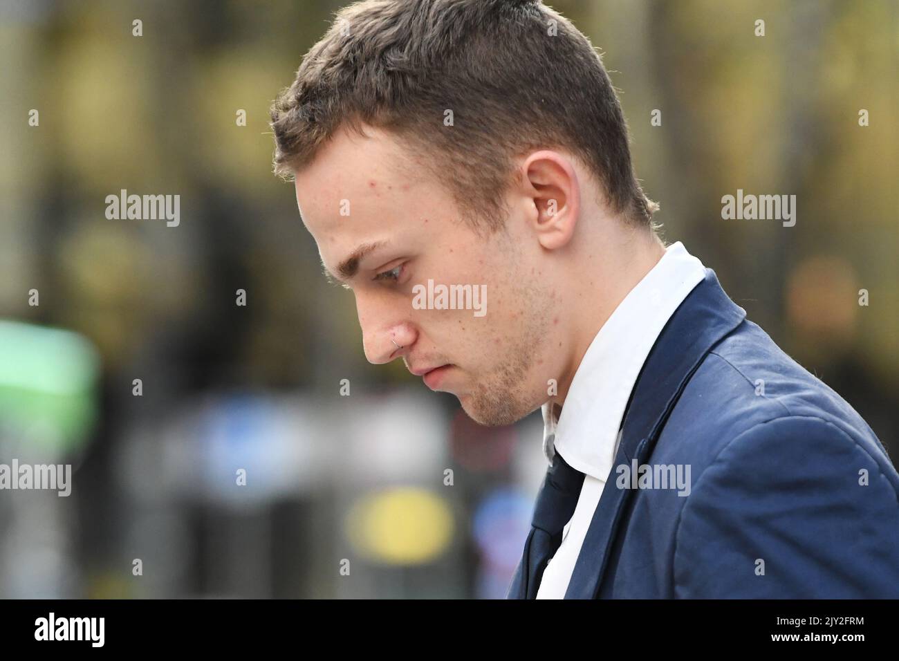 Joshua Lewis departs the County Court of Victoria, Melbourne, Friday ...
